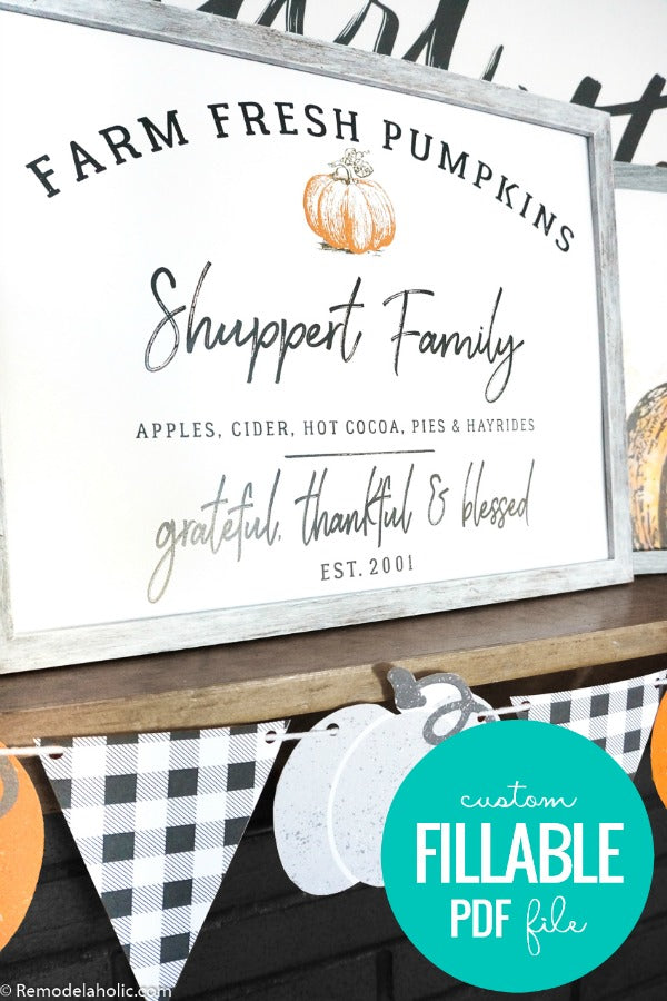 Personalized Family Pumpkin Patch Printable Art BUNDLE for Fall and Th ...