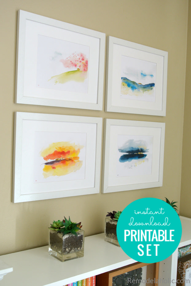 Four Seasons Abstract Landscape Watercolor Art Print Set – Remodelaholic