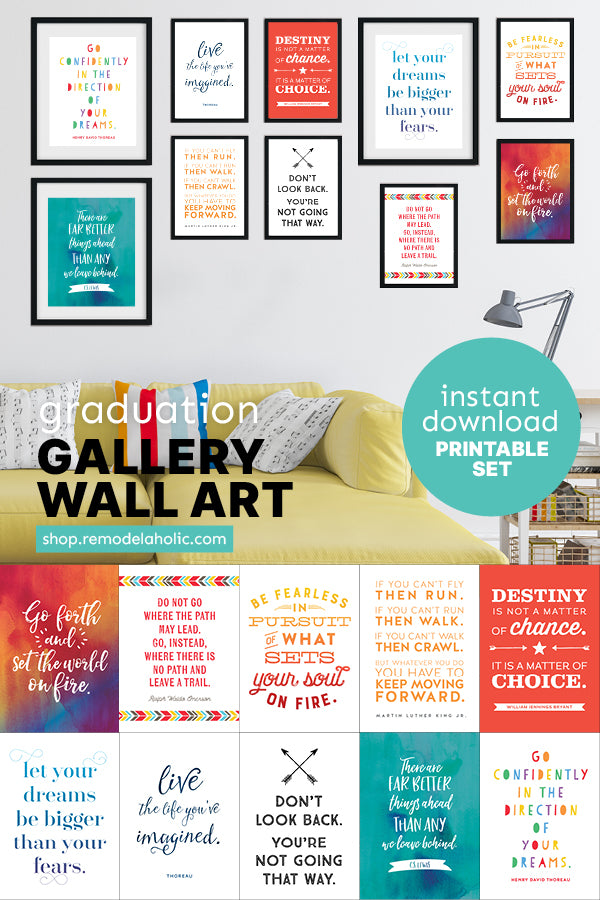 Inspirational Graduation Quotes Printable Gallery Wall Art Pack (10 Pr ...