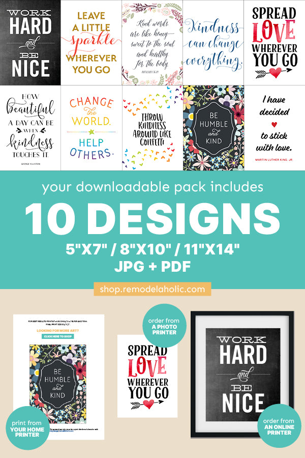 Kindness Printable Gallery Wall Art Pack (10 Prints) – Remodelaholic