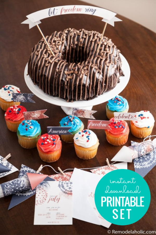 Printable Patriotic Party Pack | 4th of July Party Invitations and Cup ...