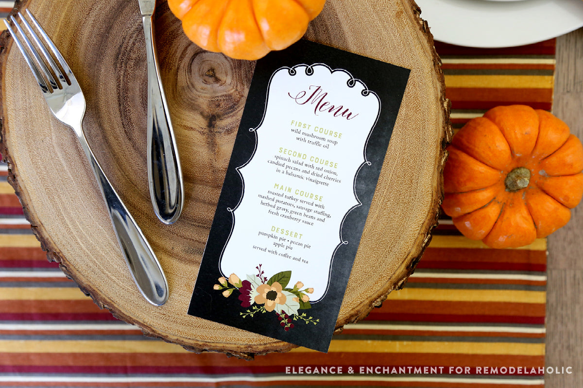 Fillable Thanksgiving Place Card and Menu Bundle – Remodelaholic