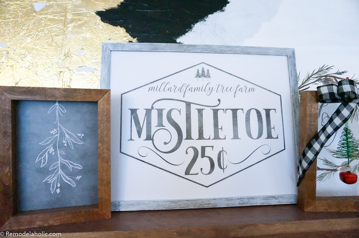 Christmas Printable Mistletoe Art BUNDLE with Custom Family Name ...