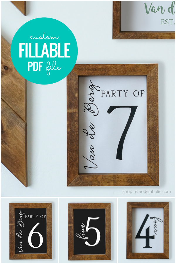 Personalized Printable Family Number Sign with Name – Remodelaholic