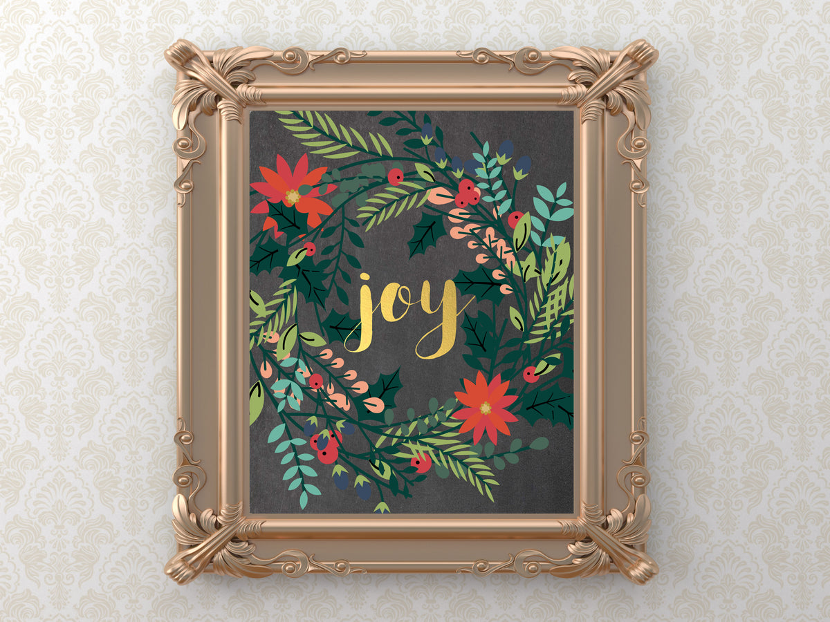 Printable Christmas Wreath Monogram Bundle + JOY Art Prints – Remodelaholic