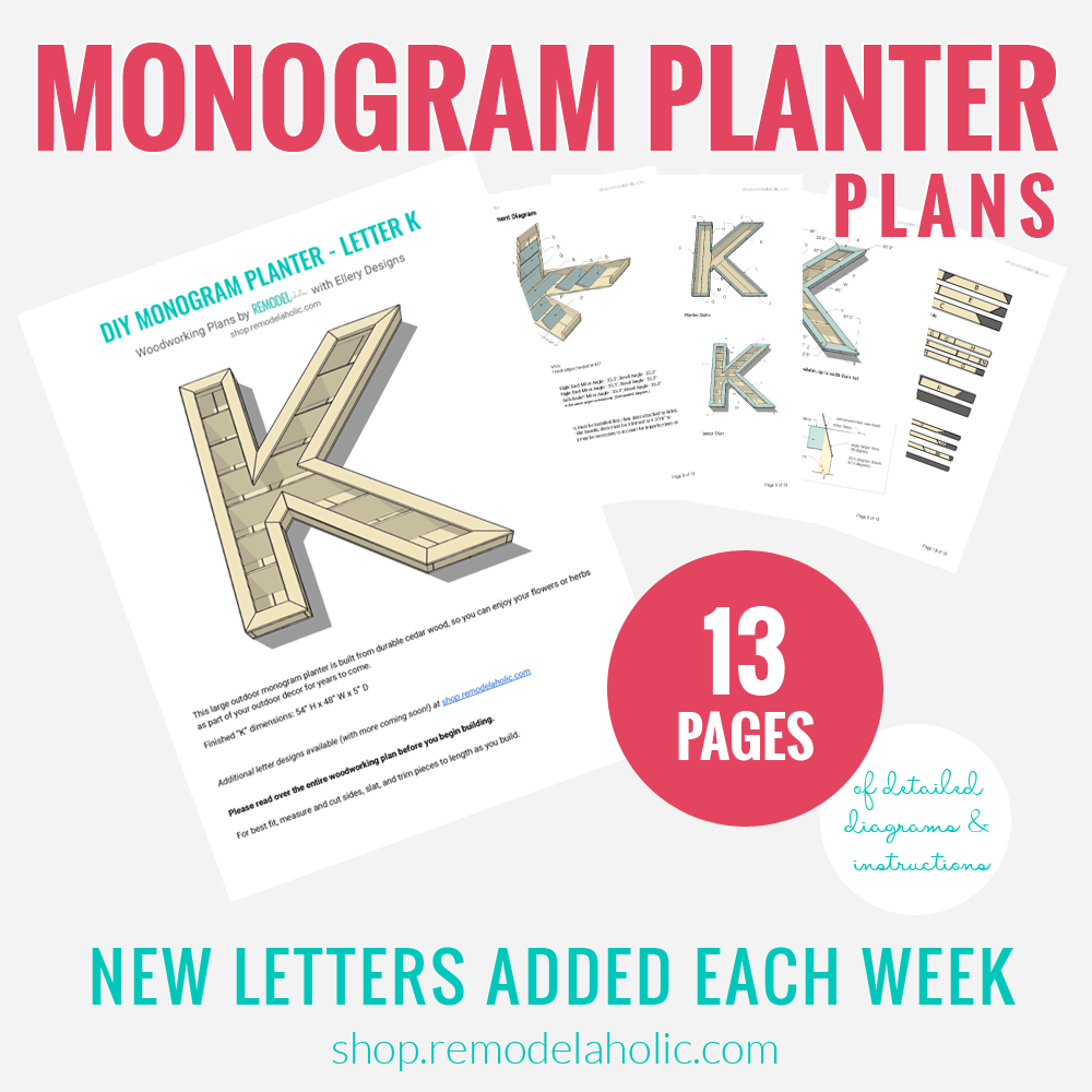 DIY Monogram Letter Planter Box Plans + Printable Instructions ...