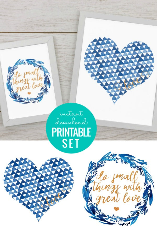 Gold Foil and Blue Heart Love Printable Set – Remodelaholic
